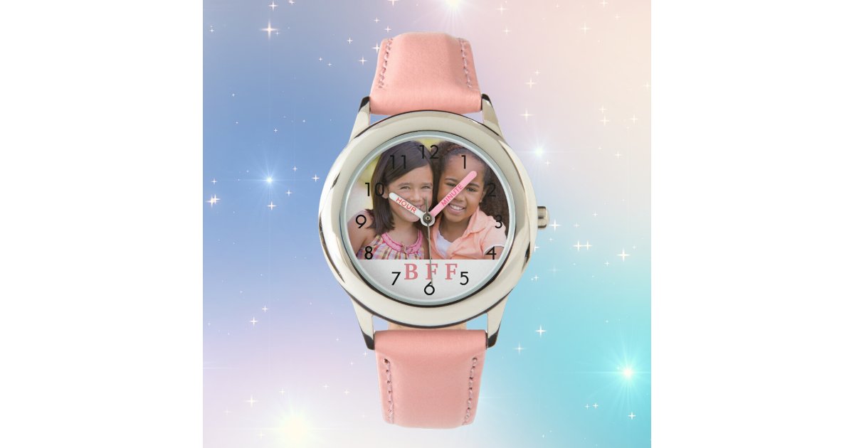 Custom photo BFF best friends forever girl pink Watch | Zazzle