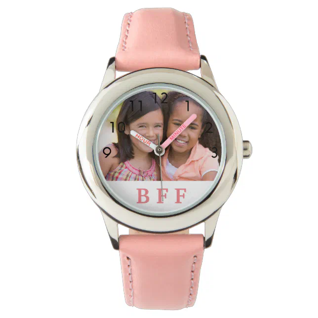 Custom photo BFF best friends forever girl pink Watch | Zazzle