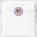 Custom Photo Birthday Any Age Party Hat Cake Classic Round Sticker | Zazzle