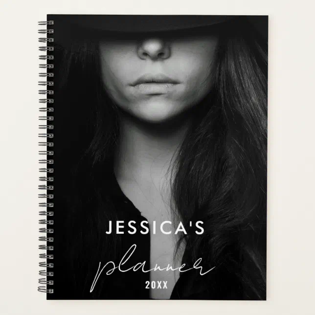 Custom Photo Black White Artist Monthly Daily Planner | Zazzle