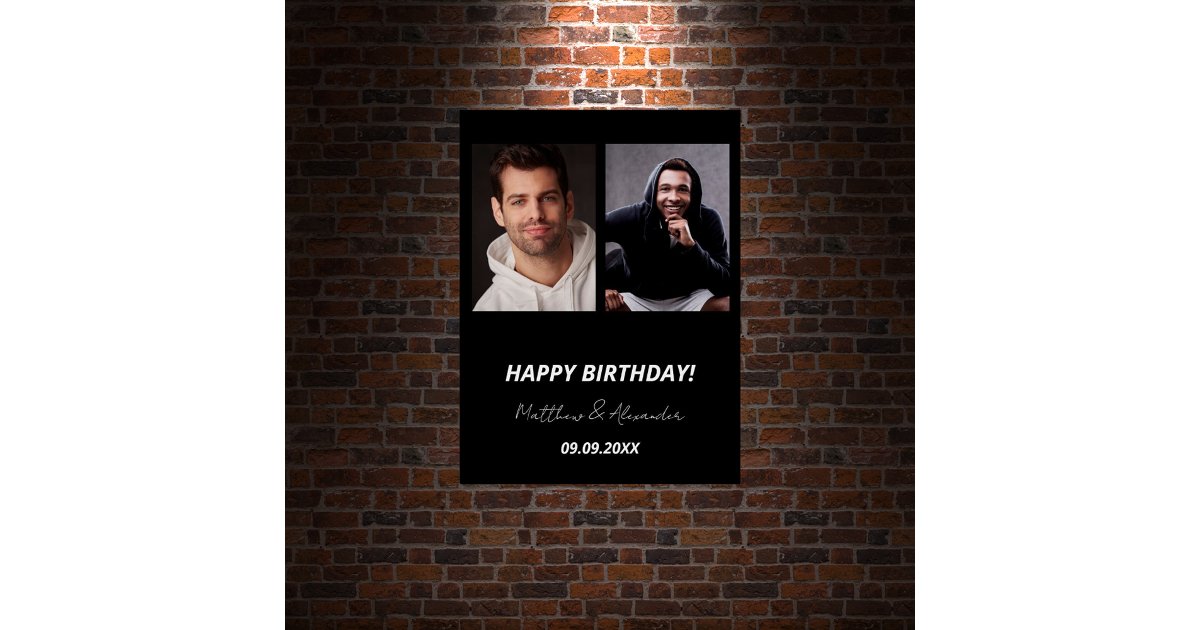 Custom photo black white friends birthday poster | Zazzle