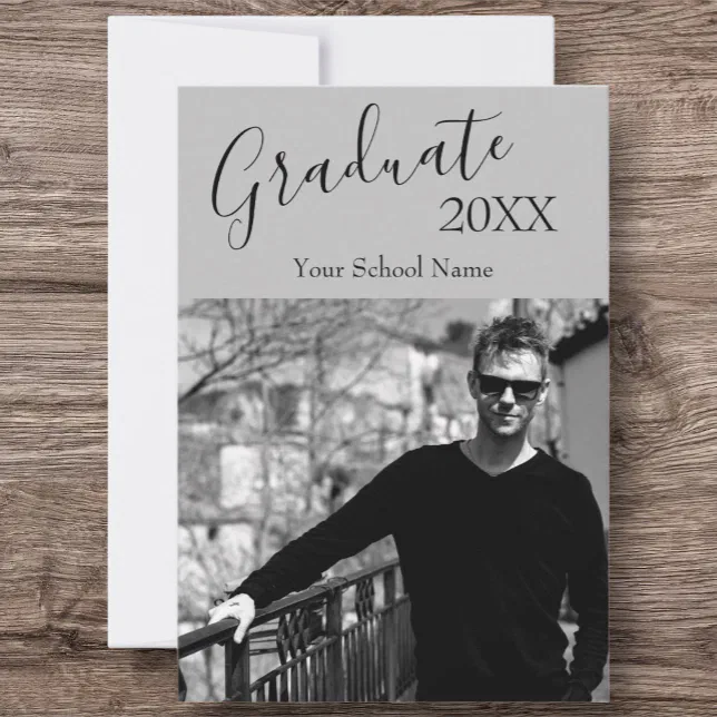 Custom Photo Black & White Graduate Open House Invitation | Zazzle