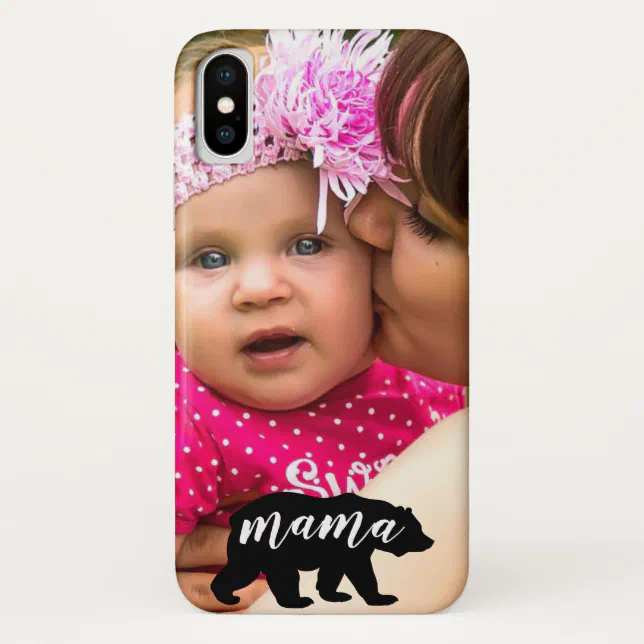 Custom Photo Black & White Mama Bear Case-Mate iPhone Case | Zazzle