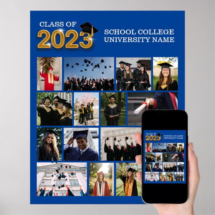 Custom Photo Blue Graduation Class of 2023 School Poster | Zazzle
