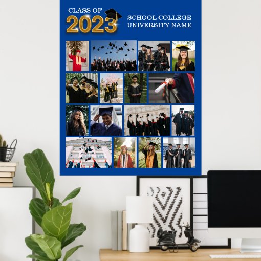 Custom Photo Blue Graduation Class of 2023 School Poster | Zazzle