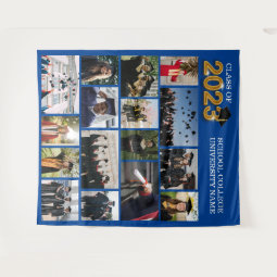 Custom Photo Blue Graduation Class of 2023 School Tapestry | Zazzle