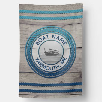 Custom Photo Blue Nautical Boating House Flag | Zazzle