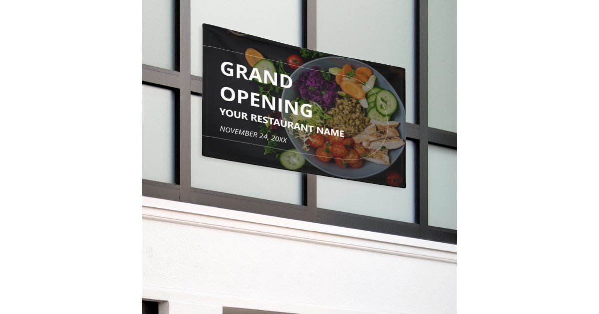 Custom Photo Bold Restaurant Grand Opening Banner | Zazzle