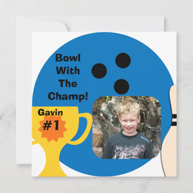 Custom Photo Bowling Champ Invitations | Zazzle