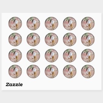 Custom Photo Bridal Shower Elegant Modern Wedding Classic Round Sticker ...