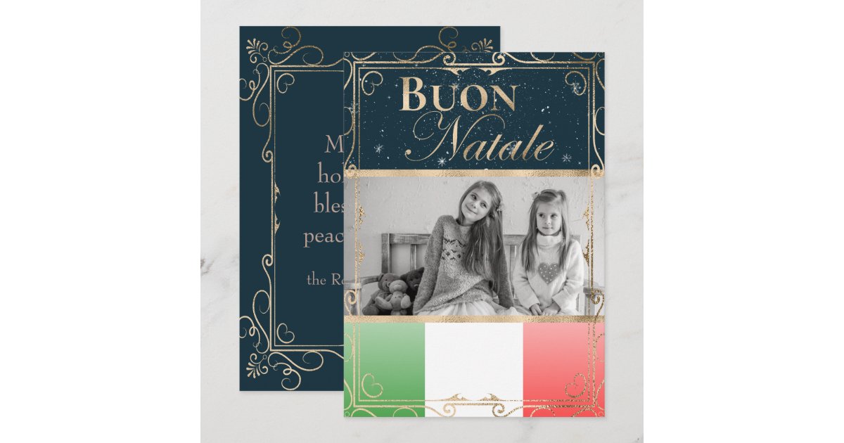 Custom Photo Buon Natale Italian Flag Christmas Holiday Card | Zazzle