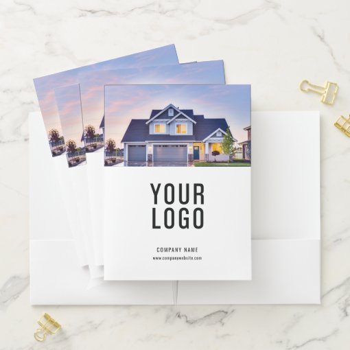 Custom Photo Business Folders Logo and Card Slot | Zazzle