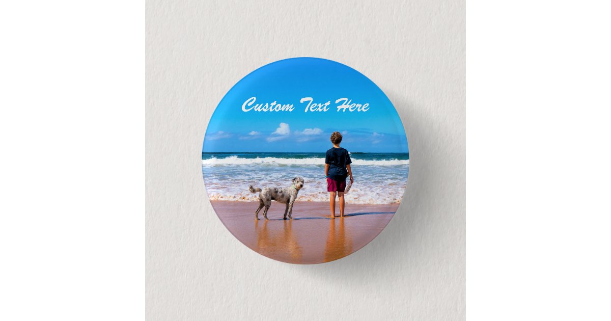 Custom Photo Button with Your Photos and Text | Zazzle