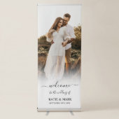 Custom Photo Calligraphy Script Wedding Welcome Retractable Banner | Zazzle