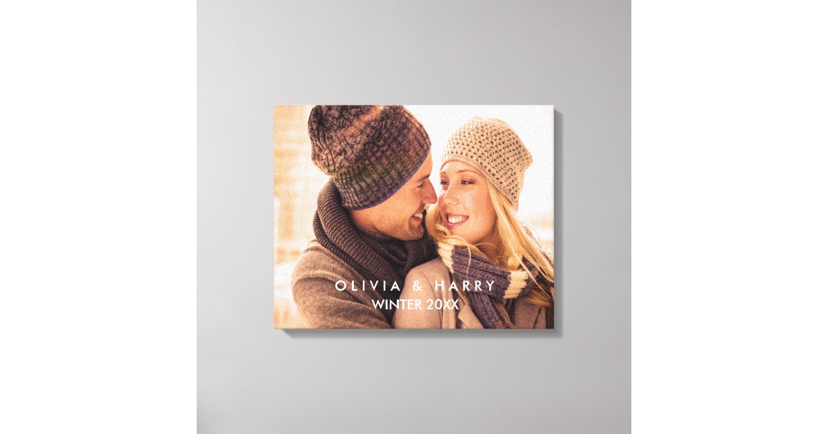 Custom Photo Canvas - White Text Overlay | Zazzle