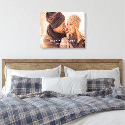 Custom Photo Canvas - White Text Overlay | Zazzle