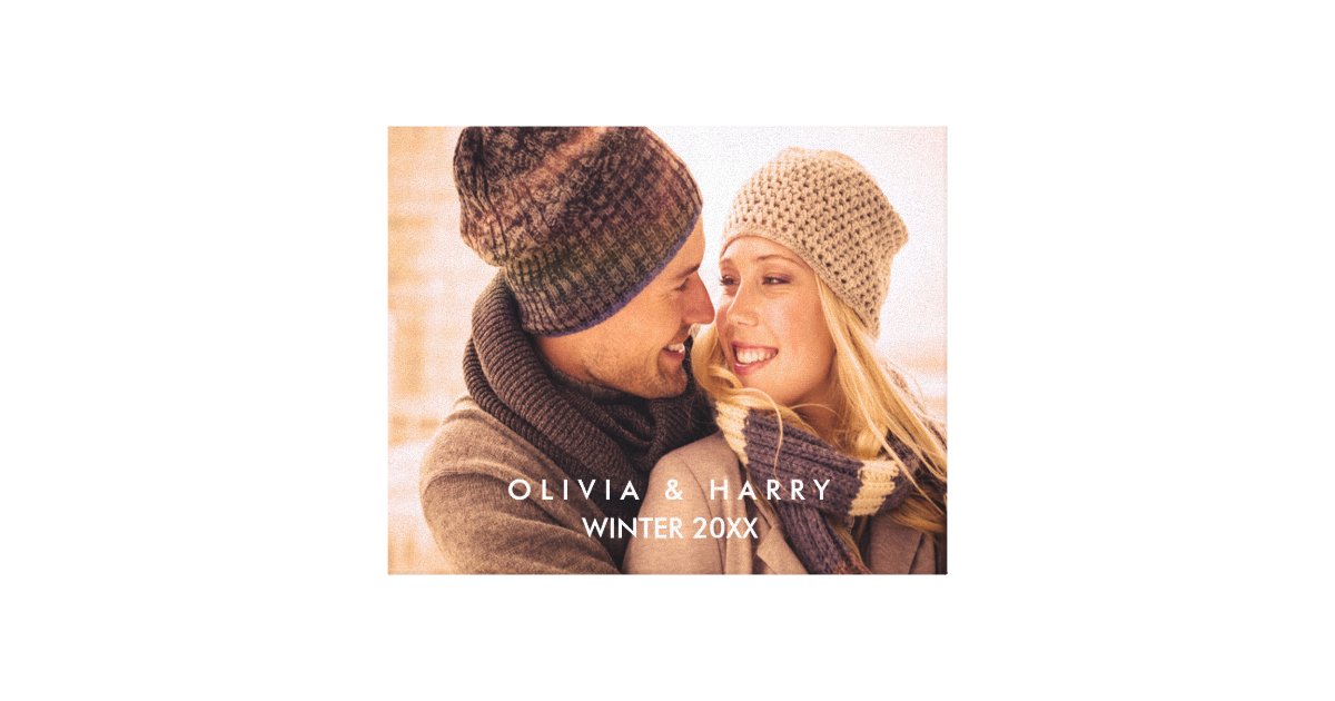 Custom Photo Canvas - White Text Overlay | Zazzle