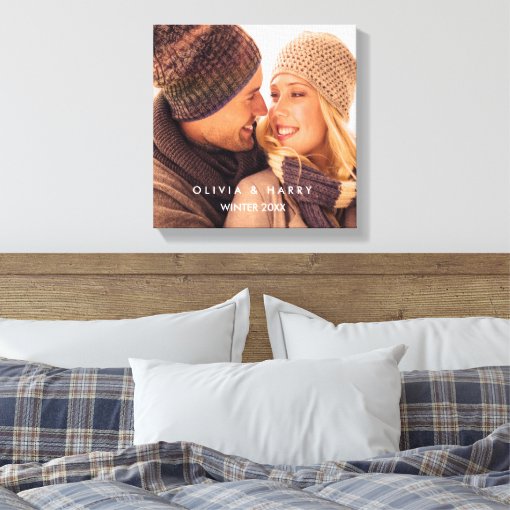 Custom Photo Canvas - White Text Overlay | Zazzle