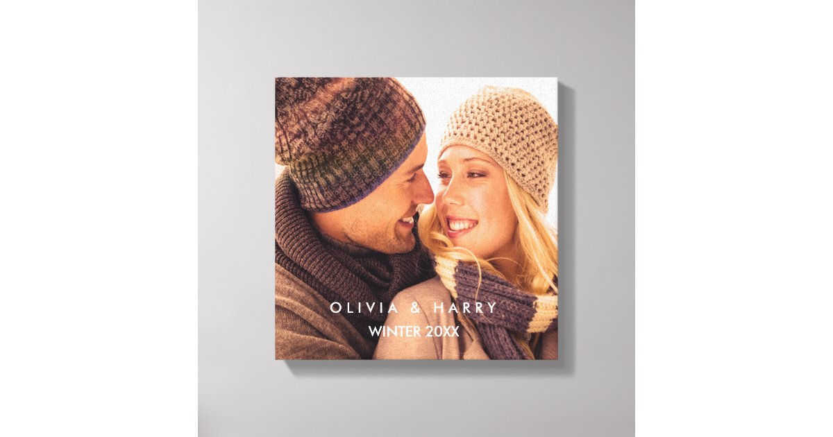 Custom Photo Canvas - White Text Overlay | Zazzle
