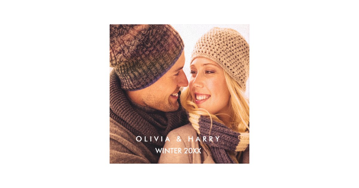 Custom Photo Canvas - White Text Overlay | Zazzle