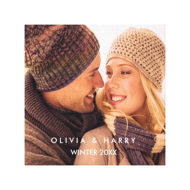 Custom Photo Canvas - White Text Overlay | Zazzle