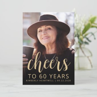 Custom Photo Cheers 60th Birthday Party Invitation | Zazzle