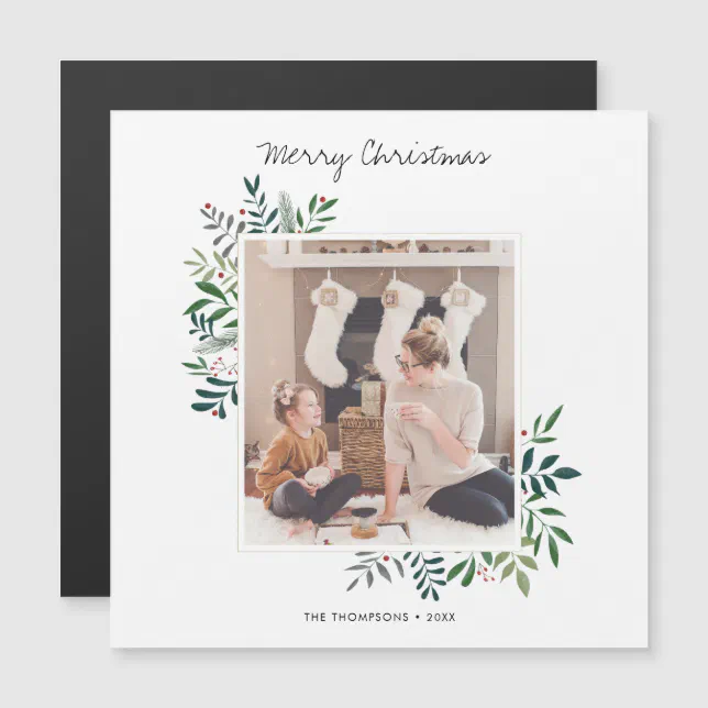 Custom Photo Christmas Card Magnet Template | Zazzle