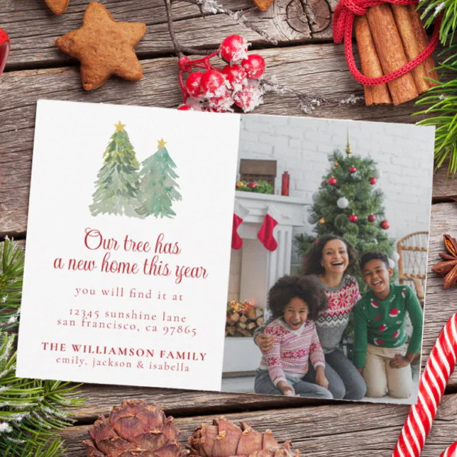 Custom Photo Christmas Holiday Moving Announcement | Zazzle