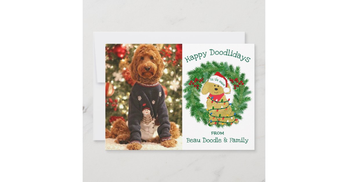 Custom Photo Christmas Lights Goldendoodle Holiday | Zazzle