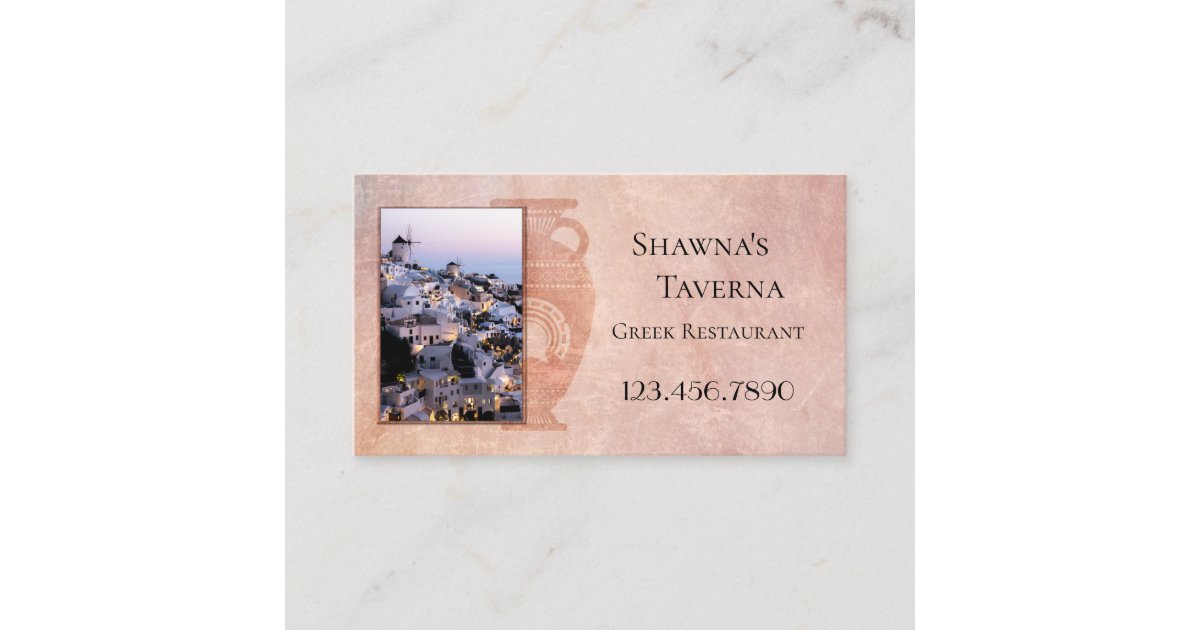Custom Photo Classic Greek Business Card | Zazzle