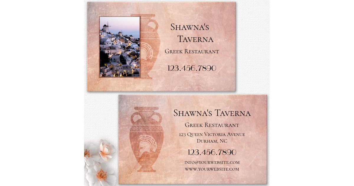 Custom Photo Classic Greek Business Card | Zazzle