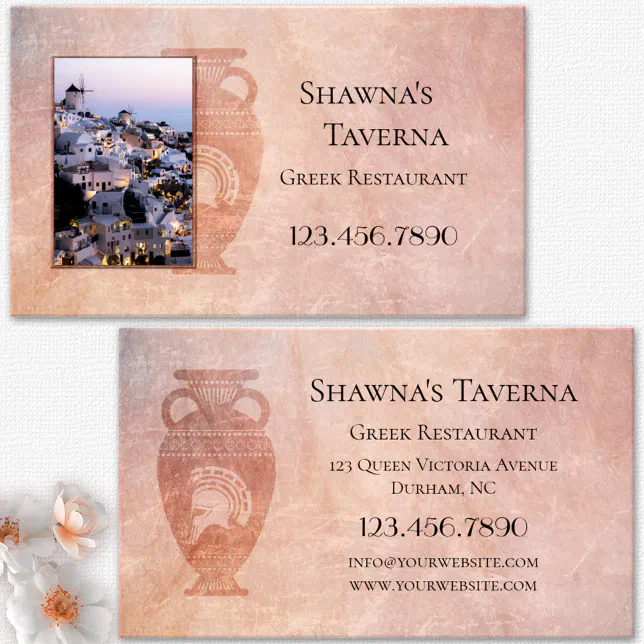 Custom Photo Classic Greek Business Card | Zazzle