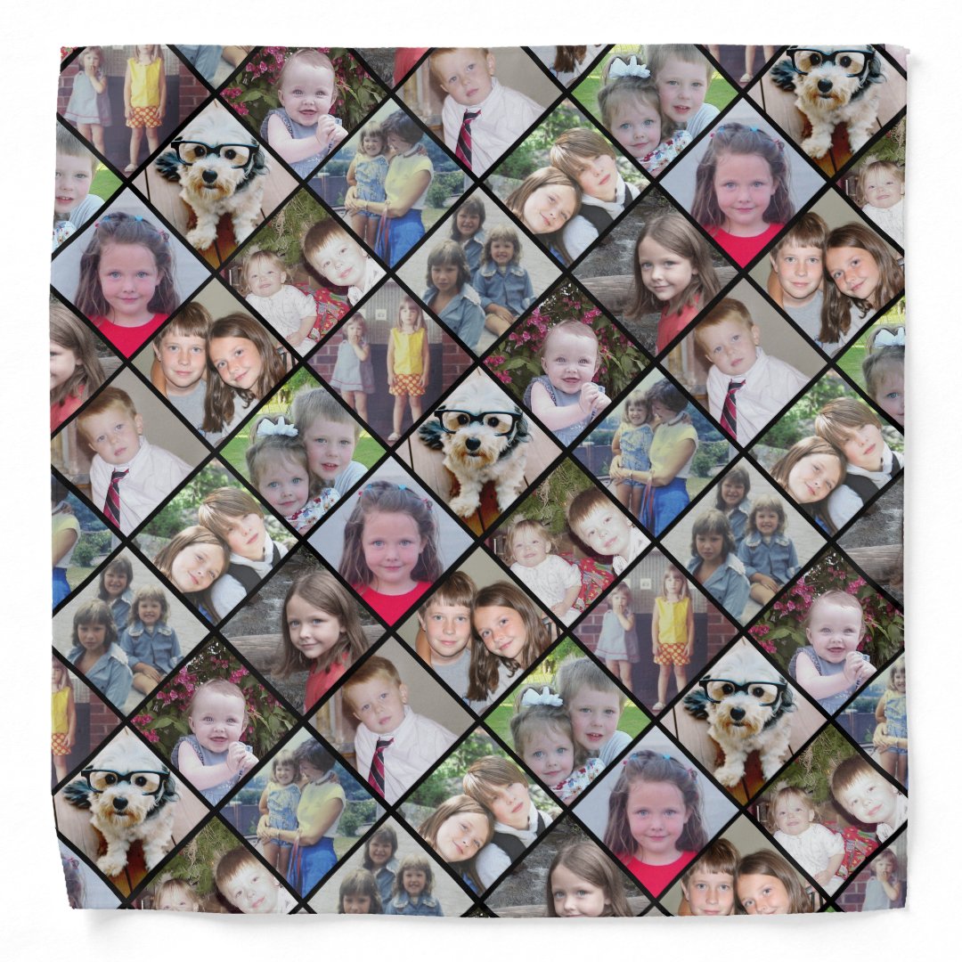 Custom Photo Collage - 12 Photos diamond pattern Bandana | Zazzle