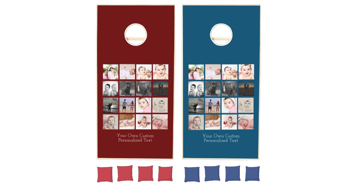 Custom Photo Collage And Personalized Text Cornhole Set | Zazzle