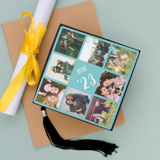 Custom Photo Collage & Class Year Graduation Cap Topper | Zazzle