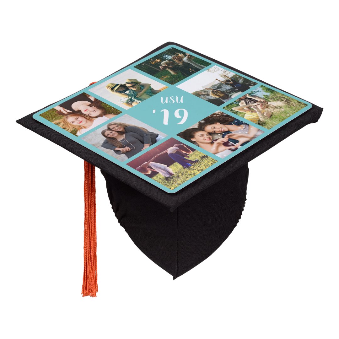 Custom Photo Collage & Class Year Graduation Cap Topper | Zazzle