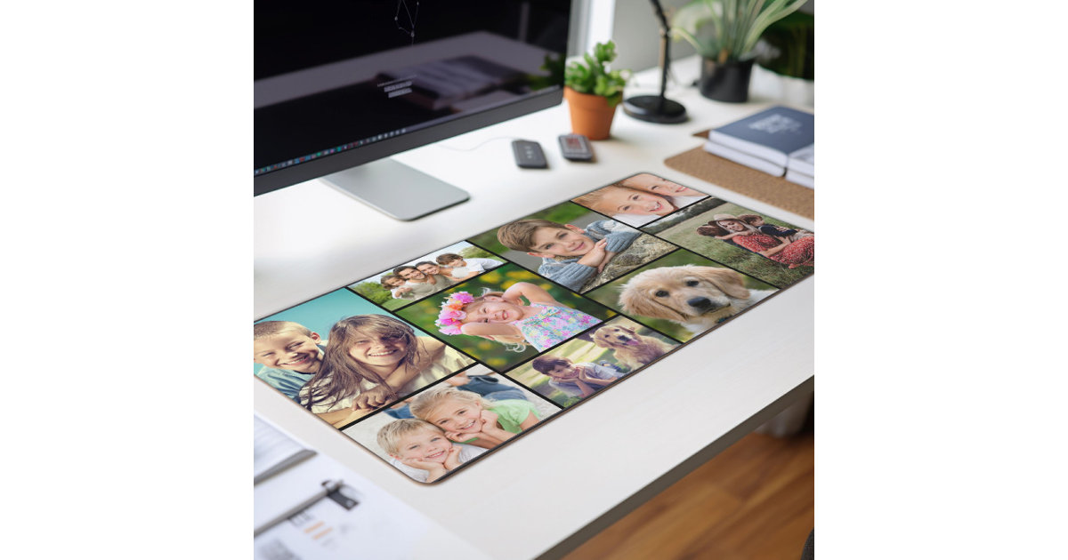 Custom Photo Collage Desk Mat | Zazzle