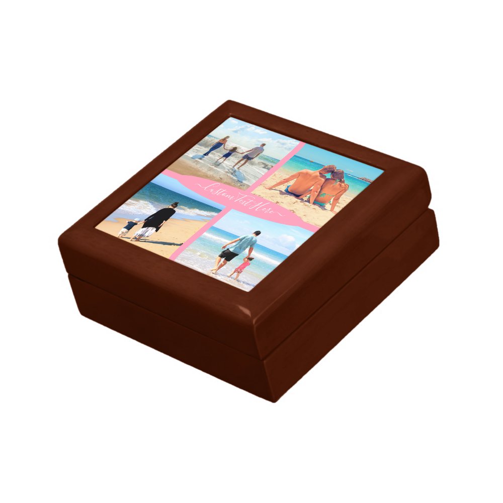 Custom Photo Collage Gift Box with Your Photos Wooden Jewelry Keepsake ...