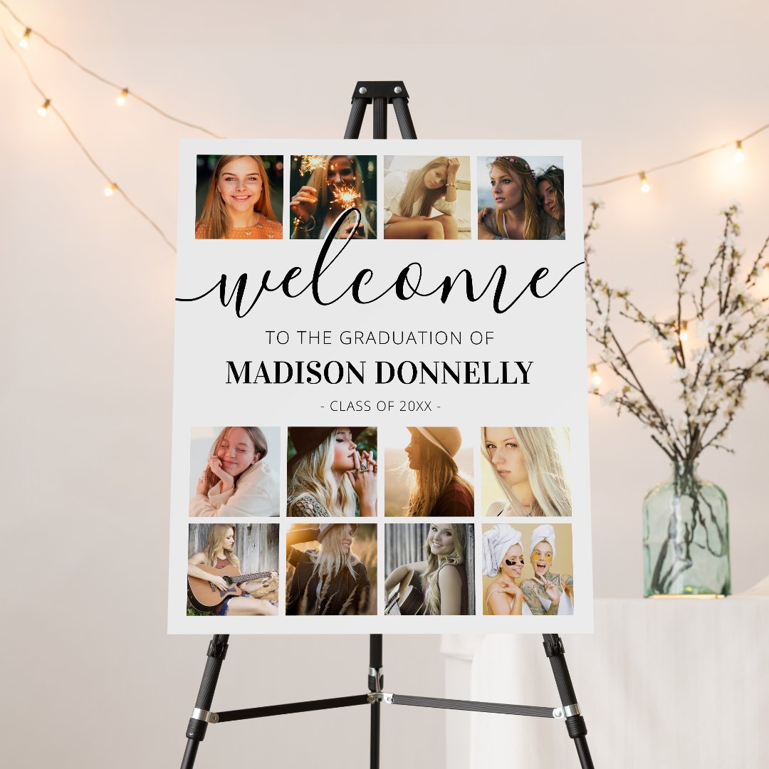 Custom Photo Collage Graduate Welcome Foam Board | Zazzle