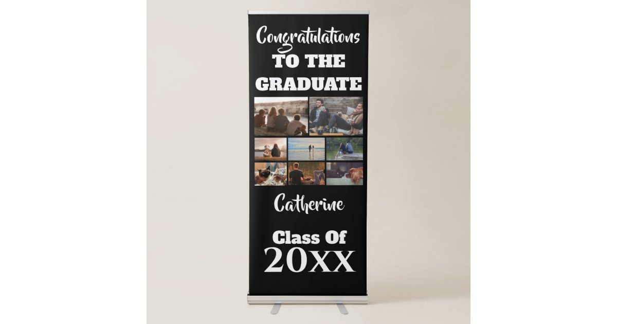 Custom photo collage graduation class of retractable banner | Zazzle