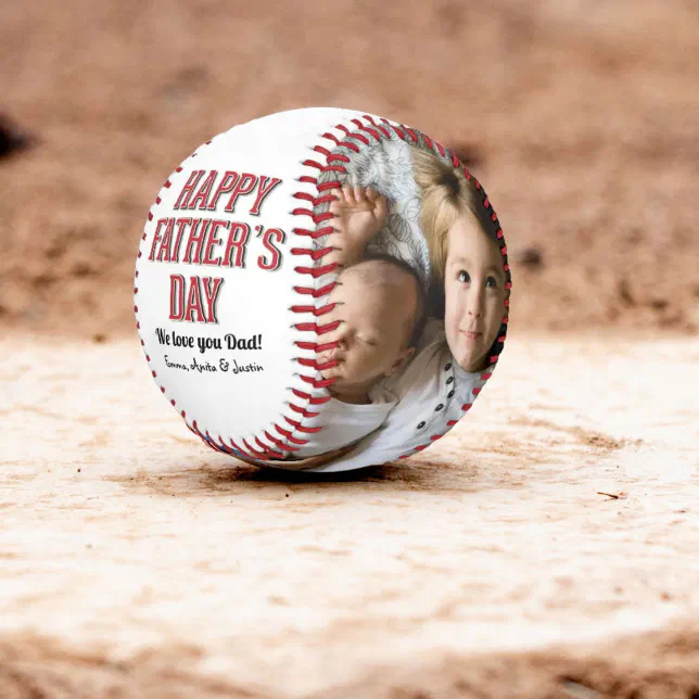 Custom Photo Collage Happy Father's Day Baseball | Zazzle