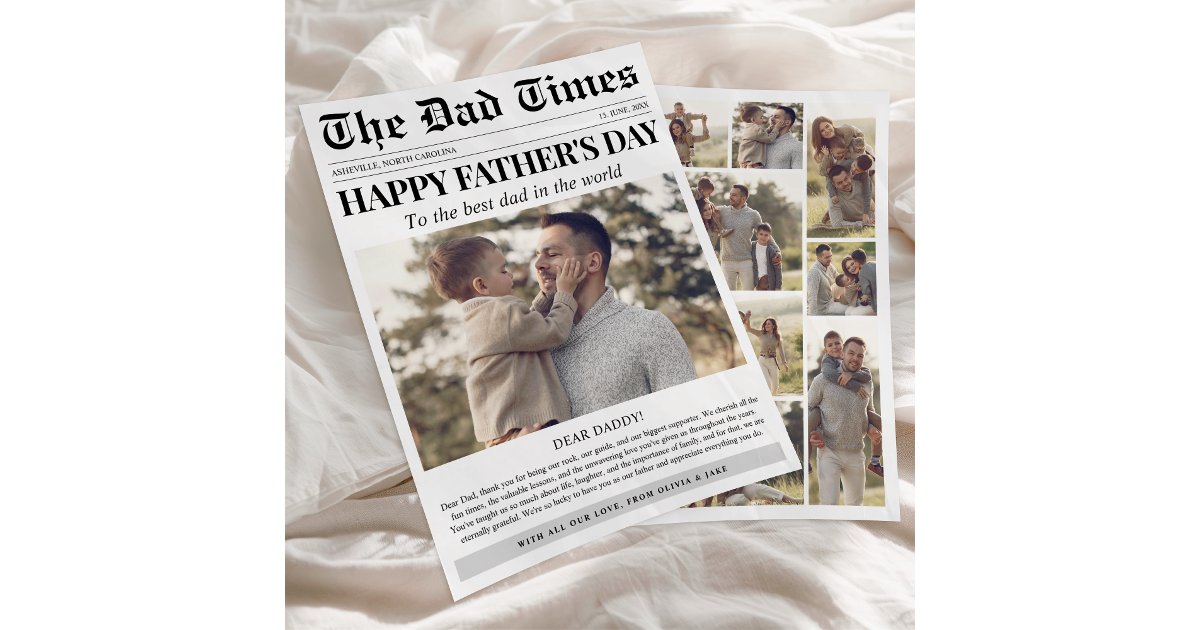 Custom Photo Collage Happy Father's Day Newspaper | Zazzle