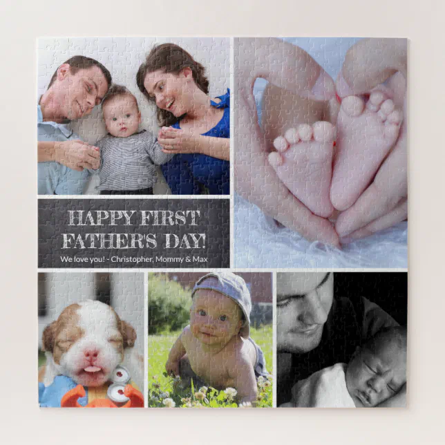 Custom Photo Collage Happy First Father's day Jigsaw Puzzle | Zazzle