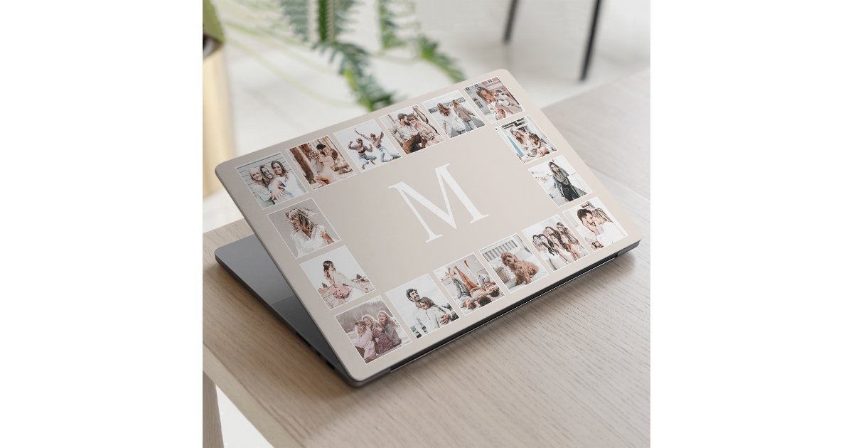 Custom Photo Collage Personalized Beige HP Laptop Skin | Zazzle