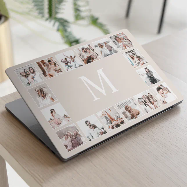 Custom Photo Collage Personalized Beige HP Laptop Skin | Zazzle