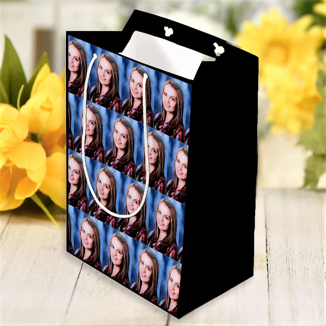 Custom Photo Collage Personalized Medium Gift Bag | Zazzle