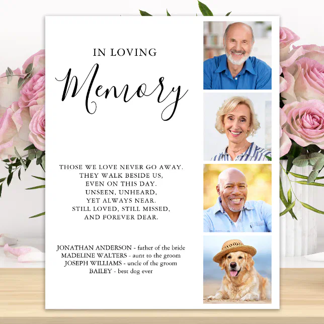 Custom Photo Collage Personalized Wedding Memorial Poster | Zazzle