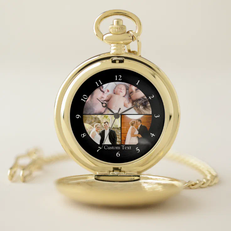 Custom Photo Collage Picture Pocket Watch | Zazzle
