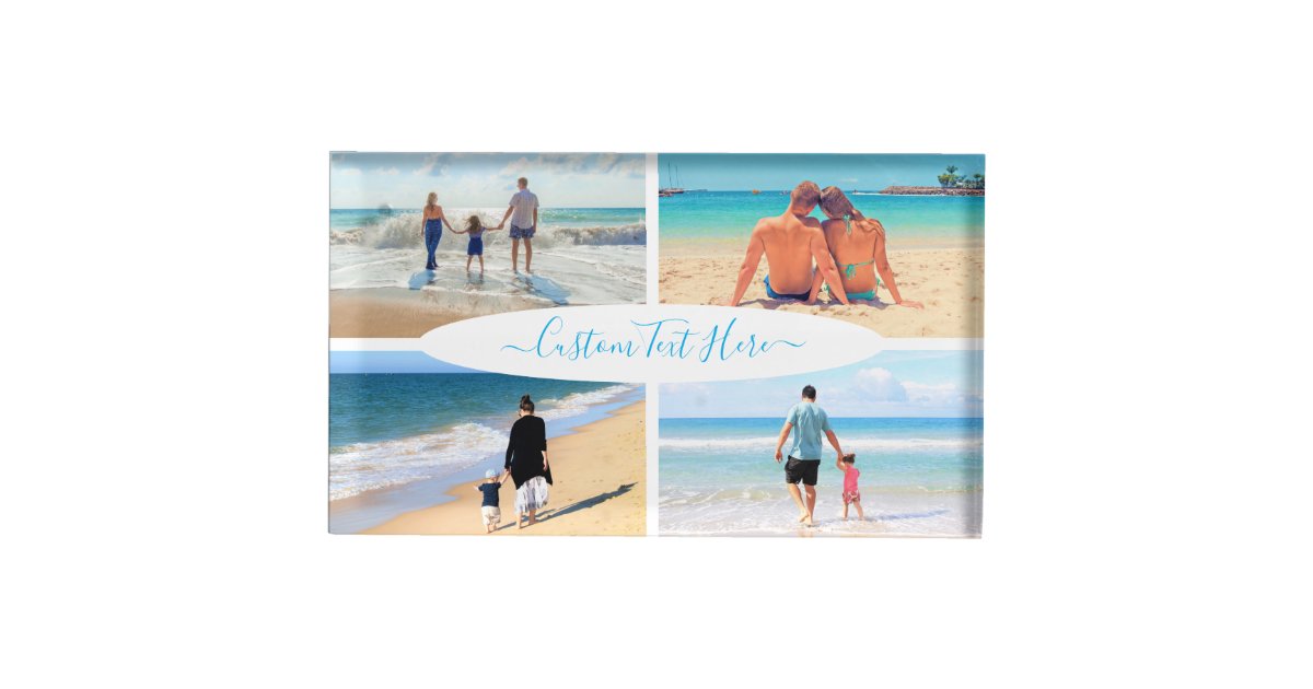Custom Photo Collage Place Card Holder with Text | Zazzle
