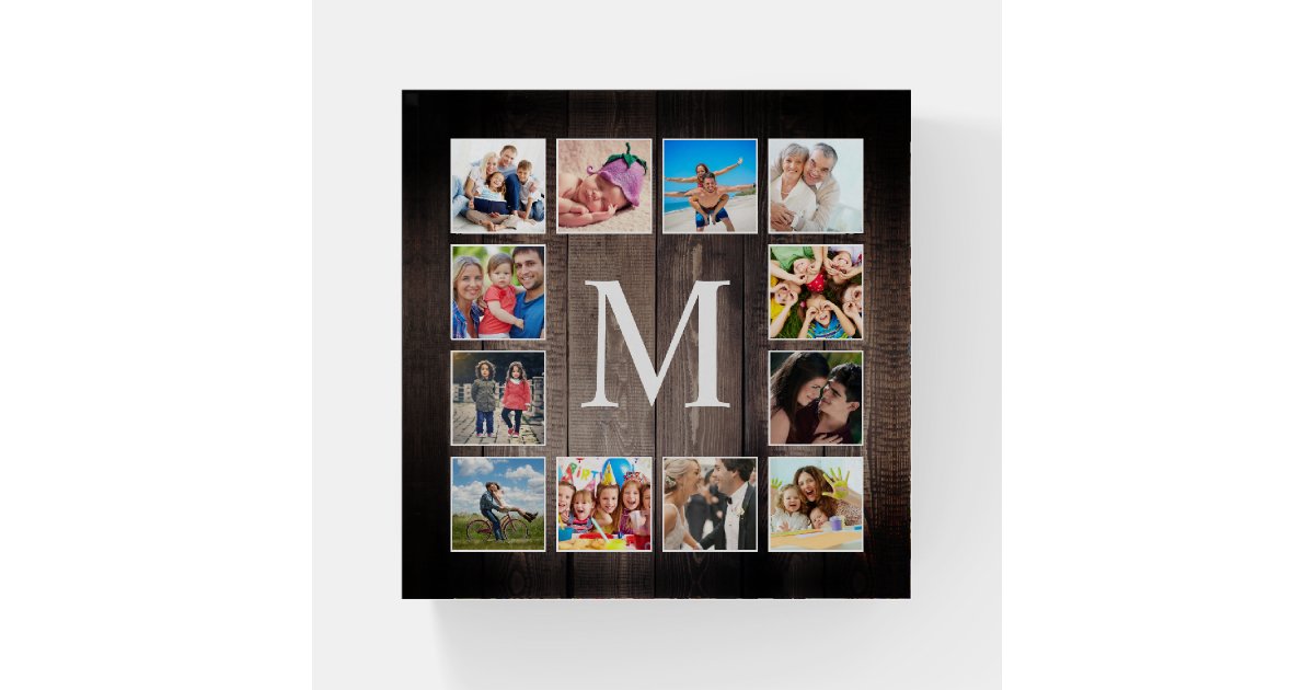 Custom Photo Collage Rustic Farmhouse Family Paperweight | Zazzle